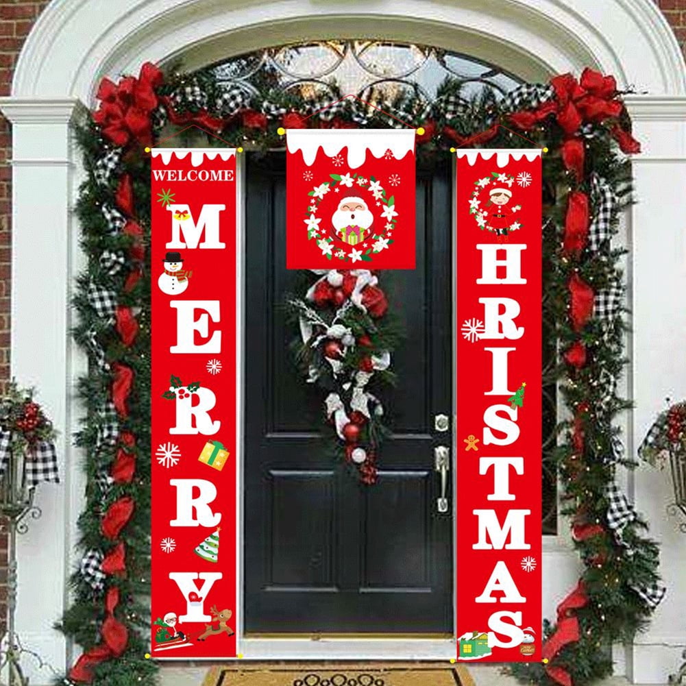 Fast FREE Shipping Christmas Door Banner Christmas Porch Sign Merry ...