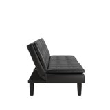 Mainstays Memory Foam Futon with Cupholder and USB, Black Faux Leather ...