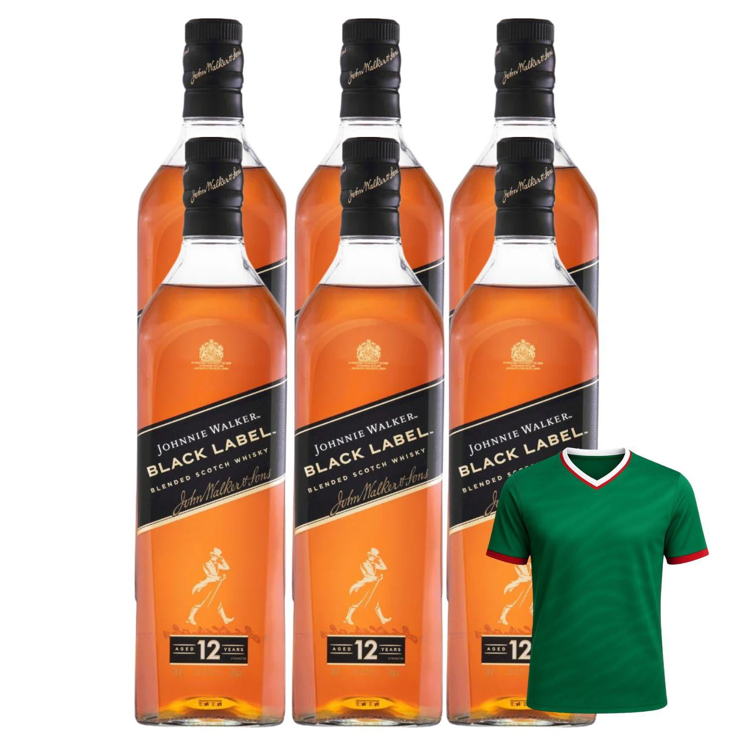 6 Whisky Johnnie Walker Blend Black Label 750 ml + Jersey Verde ...