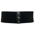 Evogues Plus Size Faux Leather Corset Style Wide Elastic Belt Black