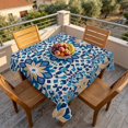 Abstract Boho Blue Yellow Flower Table Cloth 54x54in, Waterproof Square ...