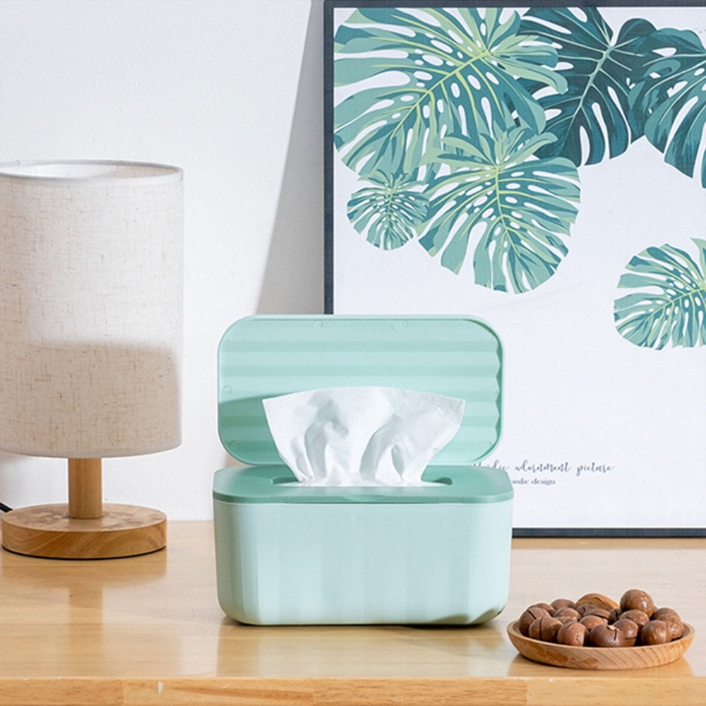 Plastic Tissue Mask Dispenser Box Lidded Multi Use Tissue Container Box ...