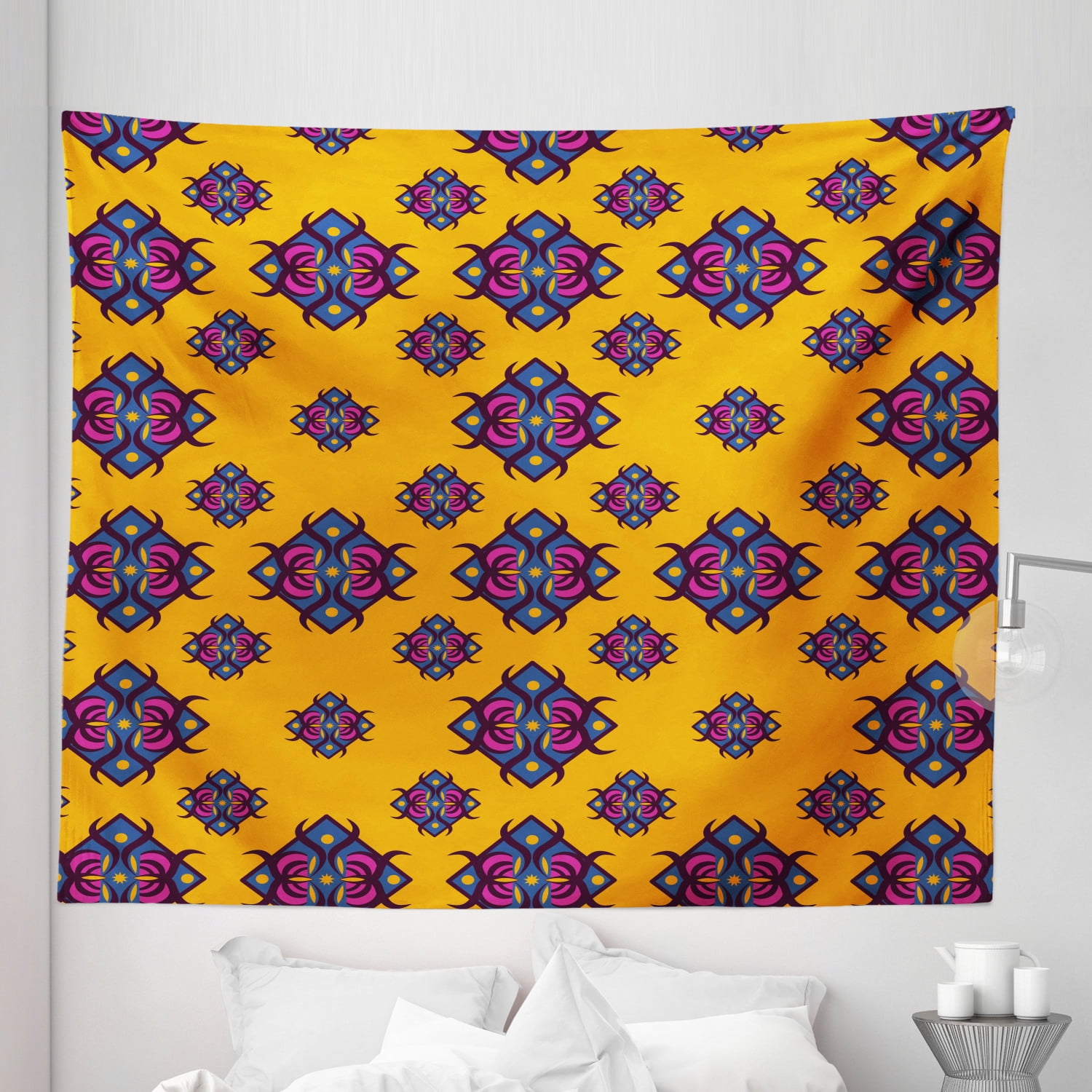 Geometric Tapestry, Diamond Shaped Ornamental Design in Oriental Style ...