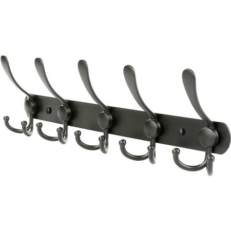 Black Wall Coat Rack - 5 Triple Hooks - 40 cm - Stainless Steel Wall ...