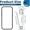 10 Pack 5 Inch Heavy Duty Stainless Steel Safety Pins, Extra Large ...