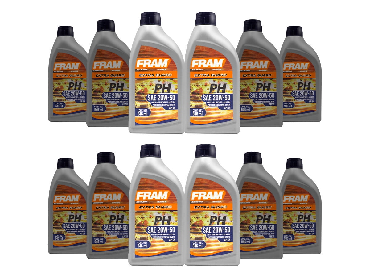 Aceite Mineral De Motor Multigrado Fram 20W50 SN 12 Botellas | Walmart ...