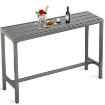 "LVUYOYO Outdoor Adjustable Iron Bar Table, 55"" Rectangle Metal Top ...