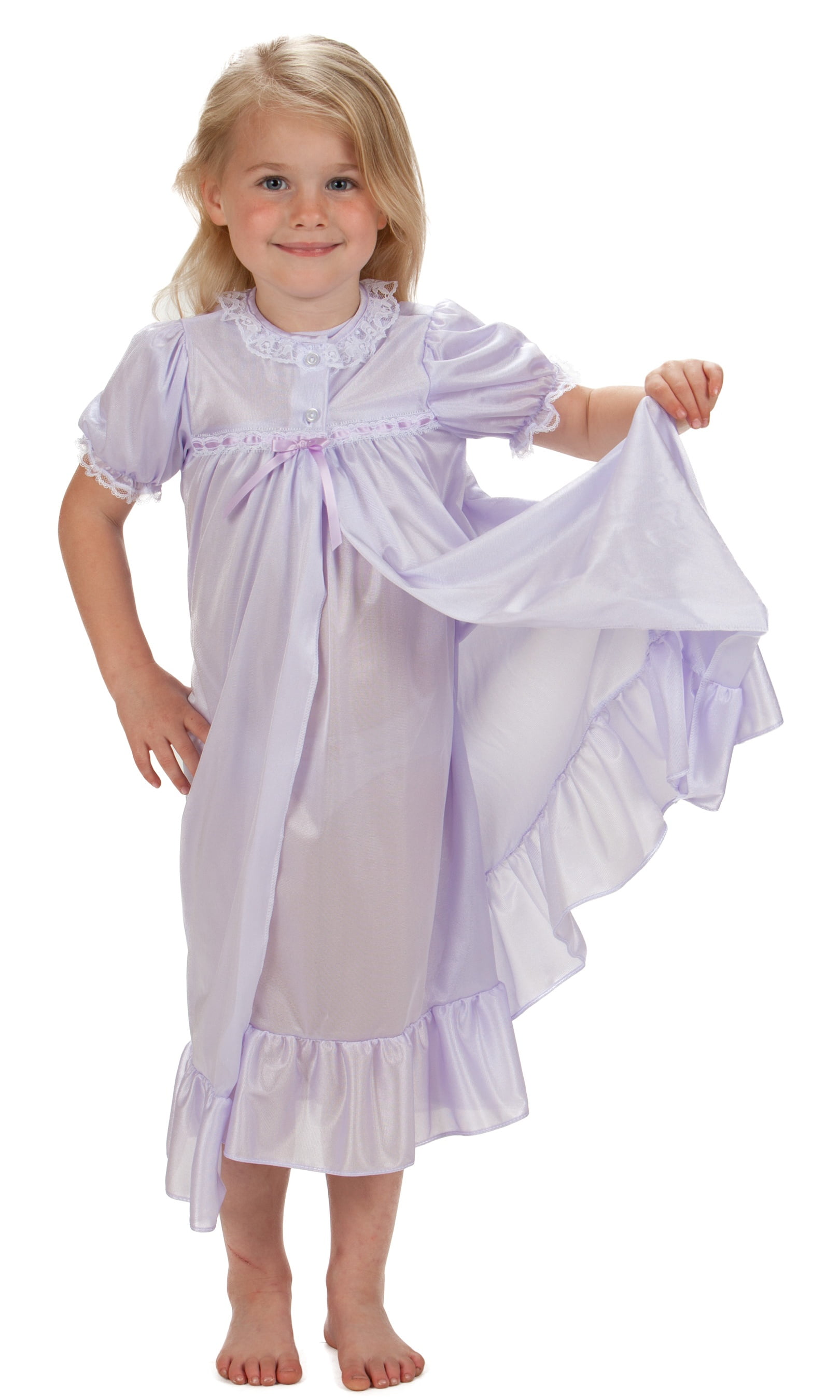 Laura Dare Girls Short Sleeve Tradition Peignoir Set In Solid Colors 2t 14
