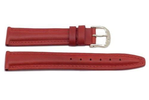 18mm Genuine Leather Smooth Padded Red Watch Band - Walmart.com