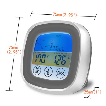 Food Thermometer Touchscreen Thermometer with Timer Alert Touchscreen ...