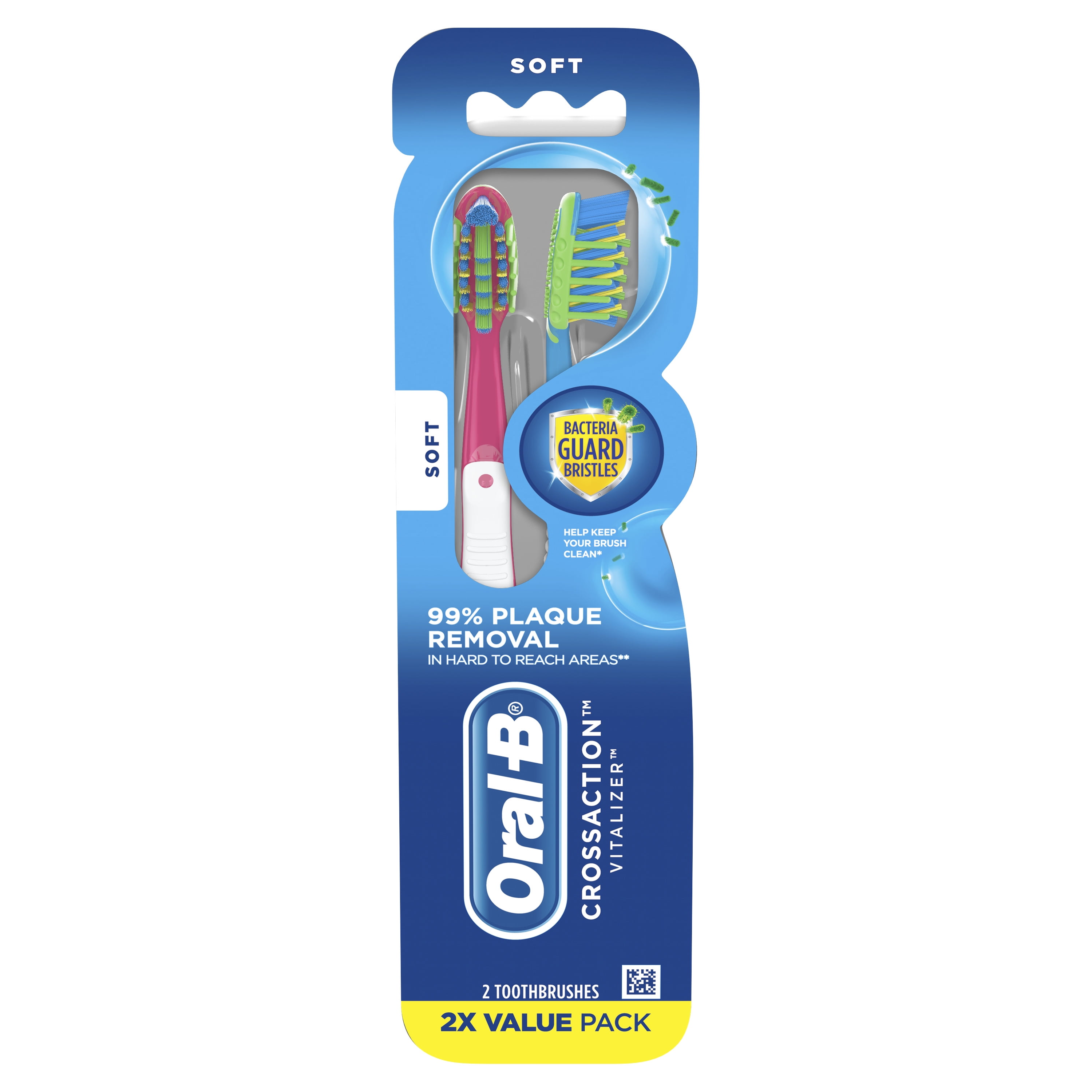 Oral-B CrossAction Vitalizer Toothbrush, Soft, 2 Count - Walmart.com ...