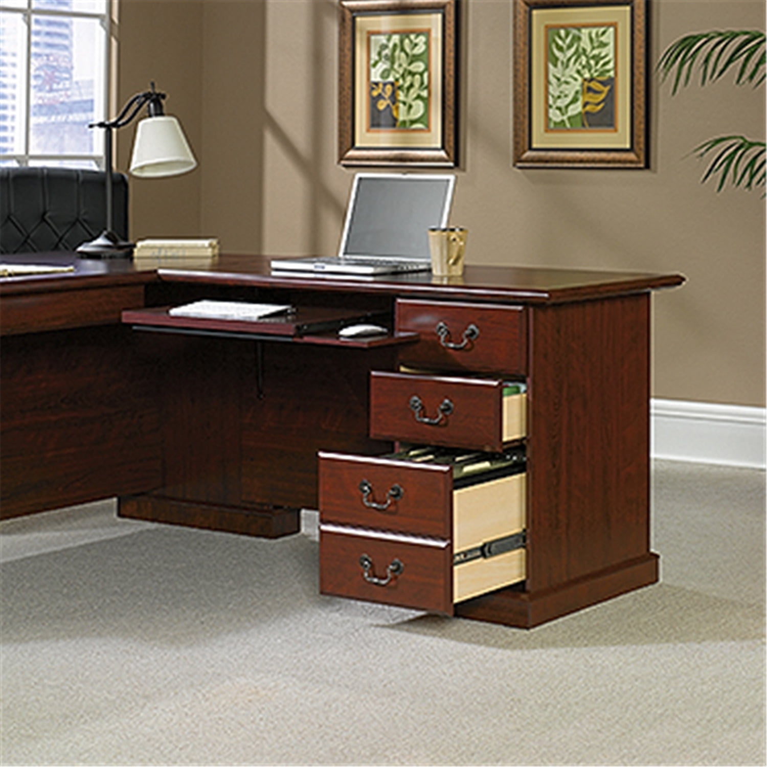 Sauder Heritage Hill Executive Desk Return Kit L Shaped Classic Cherry Finish Walmart