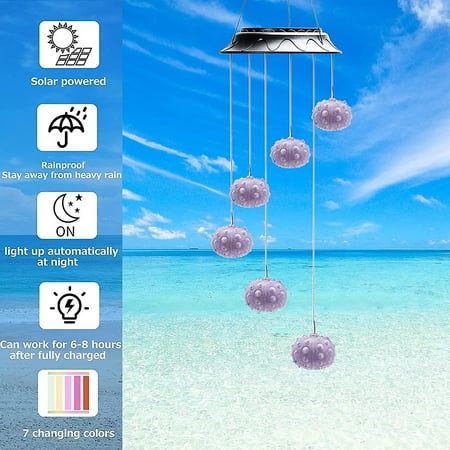 Solar Butterfly Wind Chimes Wish Bells,7 Color Changing Solar Wind ...