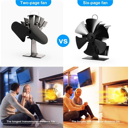 Stove Fan 6-Blade Heat Powered Thermal Air Distribution Fan Aluminum ...