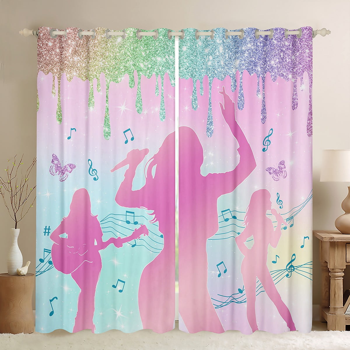 Click here for Erosebridal Music Superstar Curtains Pack Of 2 (42... prices