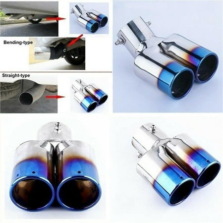 Universal Stainless Steel Car Dual Exhaust automotive DIY Trim Tip Tail ...