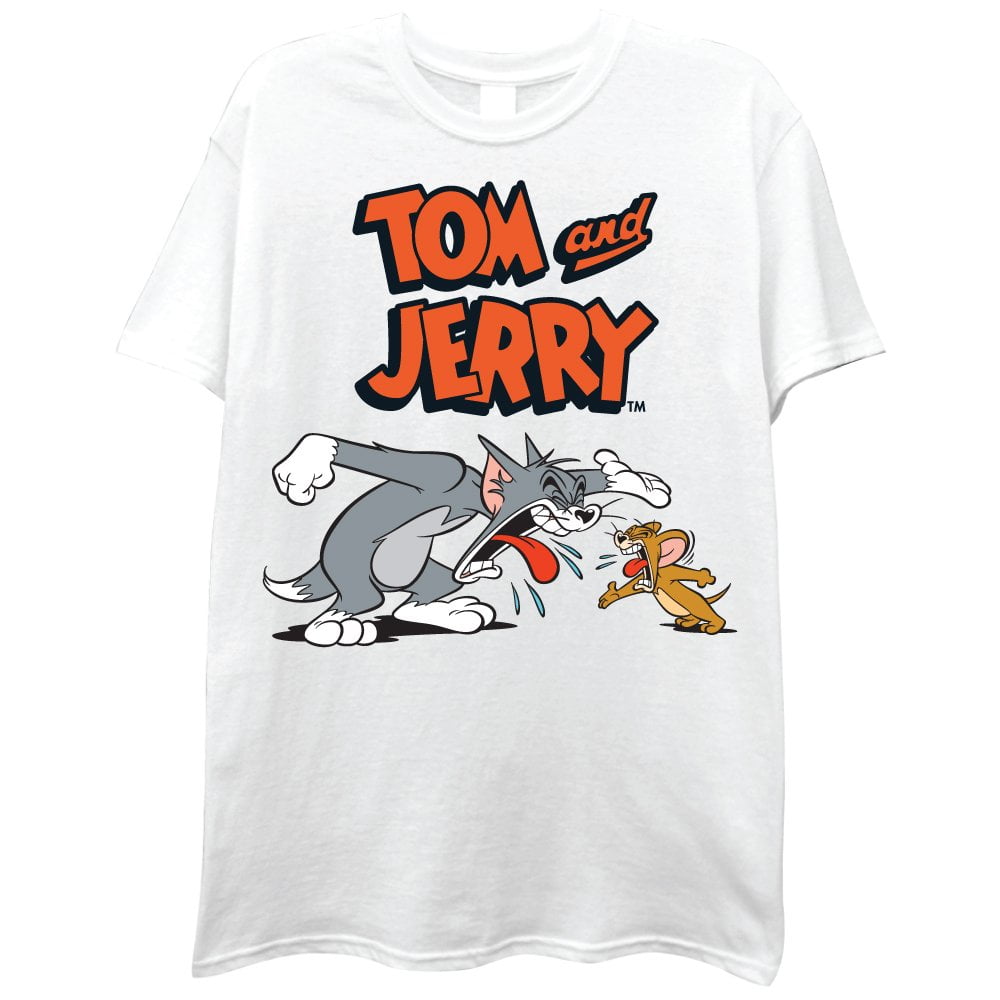 Tom & Jerry - Tom & Jerry Mens' Throwback T-Shirt (XX-Large, White ...