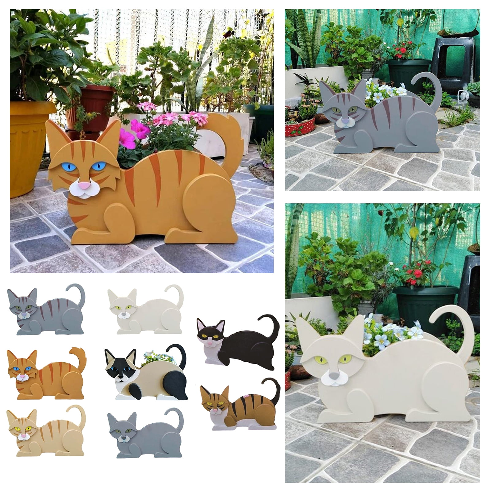 Skindy Adorable Cat-Shaped Flower Pot - Anti-Fade, Sturdy PVC Material ...