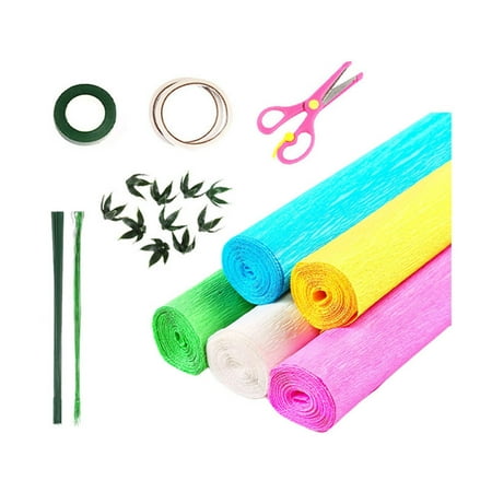 5 Colors Crepe Paper Gift Wrapping Wide Crepe Paper Streamer 20Pcs ...