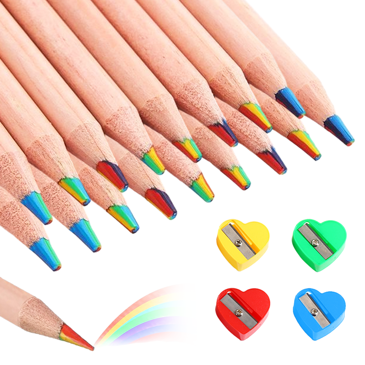 Hukapapa 16 lápices arcoíris, lápices de colores 7 en 1, con 4 ...
