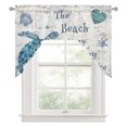 Blue Sea Turtle Swag Curtain Valance for Windows, Beach Happy Place ...