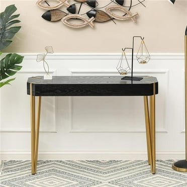 Cavanaugh Modern Glam Console Table with Petal Accents, Gold and White ...