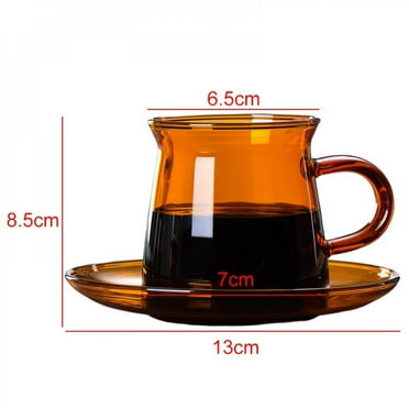 Crystalia Small Turkish Tea Set, Clear Glass Cups with Handle, 6 Cups&6 ...