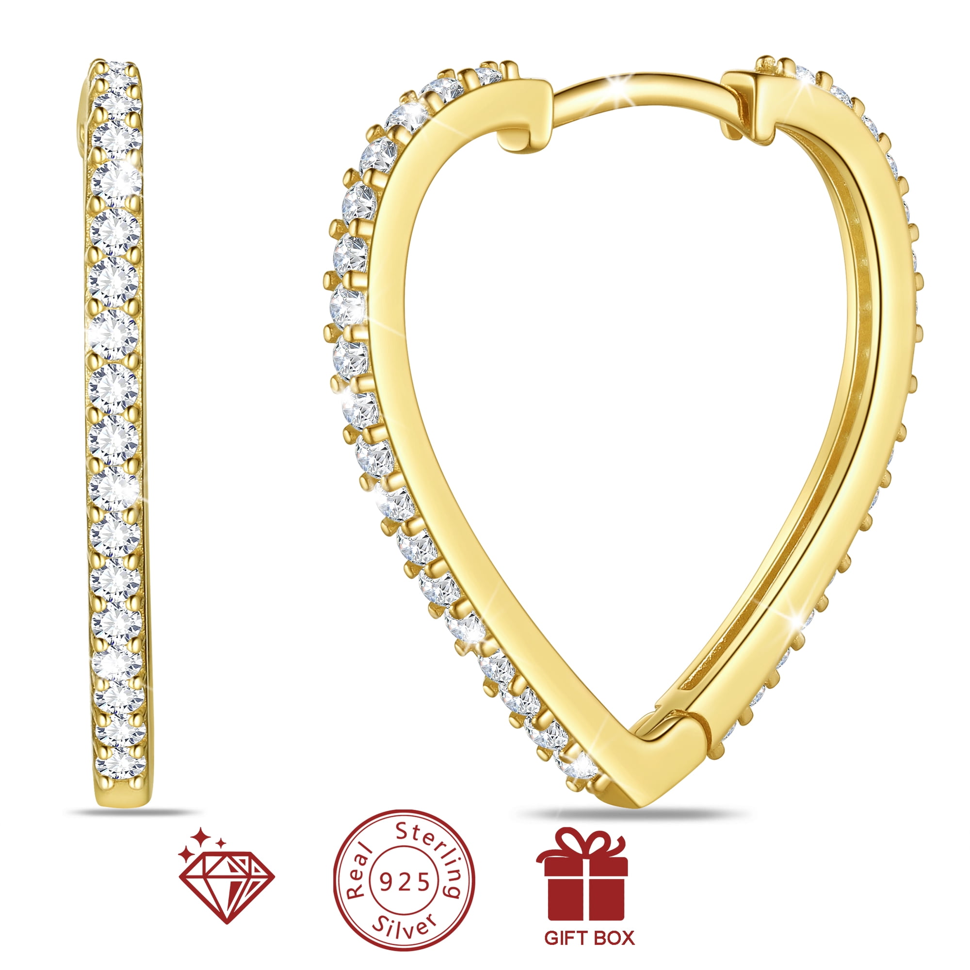 Click here for Beautlace 925 Sterling Silver Heart Hoop Earrings... prices