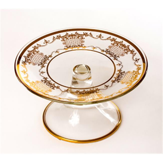 Classic Touch CRGK99 Italian Round 8 inch Cake Stand with Gold Artwork ...