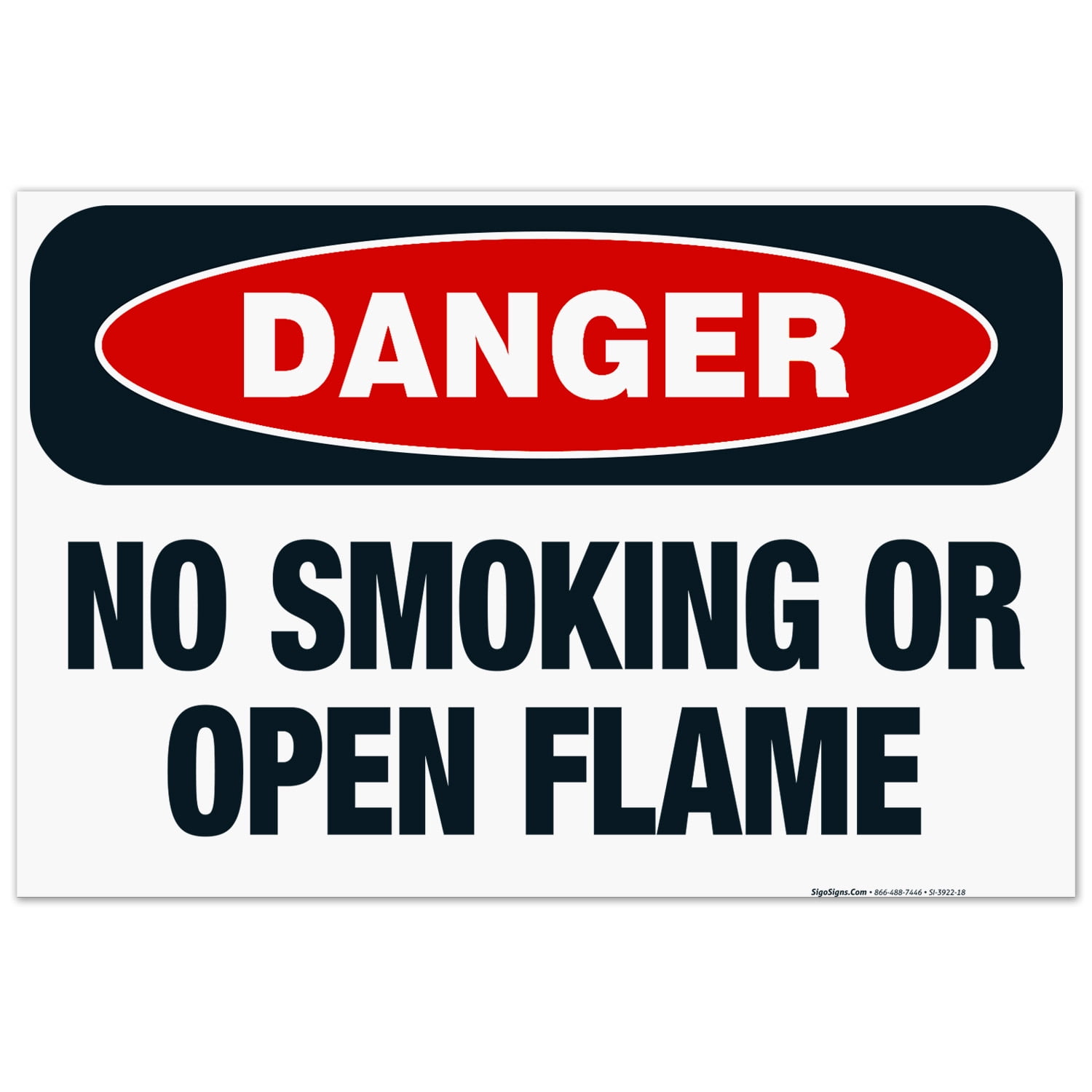 No Smoking Or Open Flame Sign, OSHA Danger Sign, 24x36 Corrugated ...