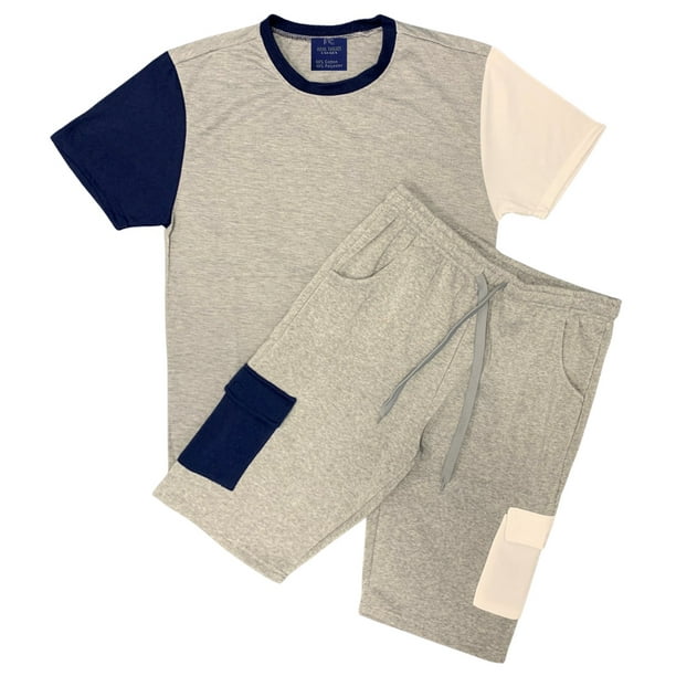Men’s 2-piece Crew neck T-Shirt with Matching Cargo Shorts Set ...