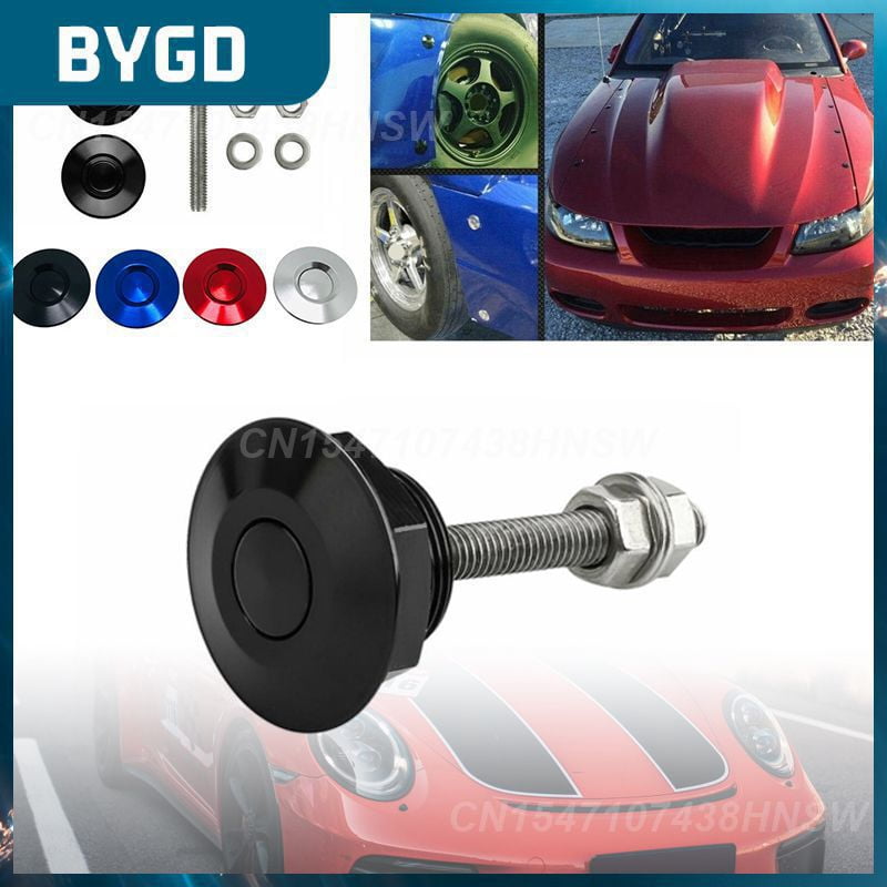 Durable Push Button Billet Hood Pins Lock Clip Kit Engine Bonnets Lock ...