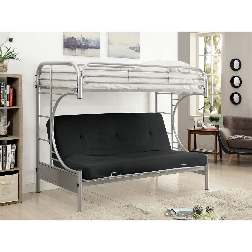 Twin Over Twin Metal Bunk Bed with Side Ladder And C Style Side Rail ...