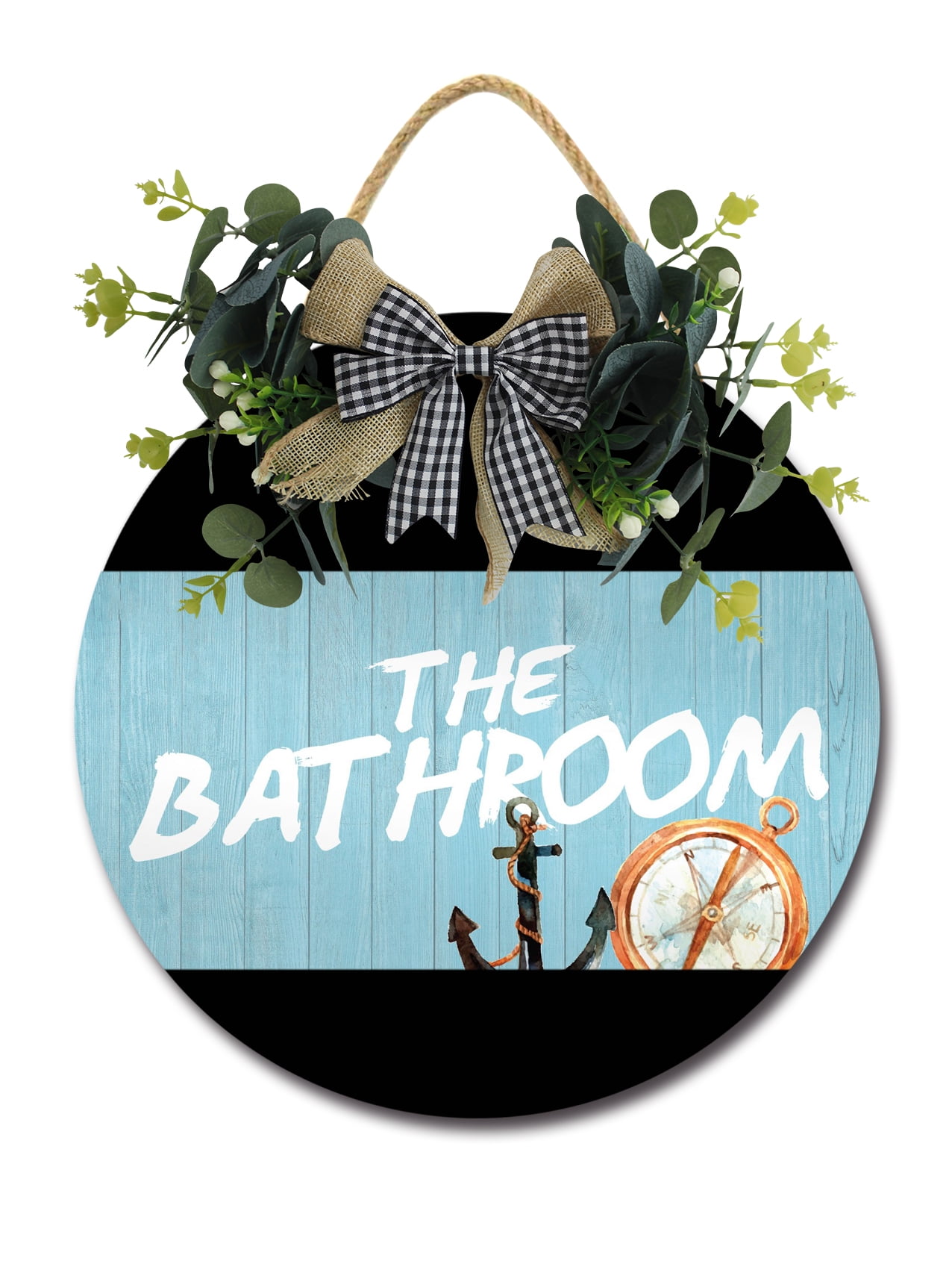 Farmhouse Bathroom Wall Decor - Rustic Framed Round Wooden Sign ...