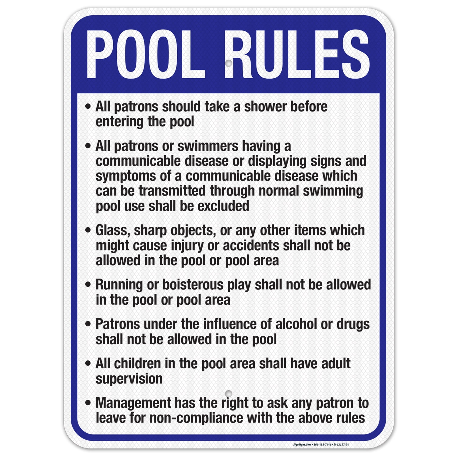 Tennessee Pool Rules Sign, Complies With State Of Tennessee Pool Safety ...