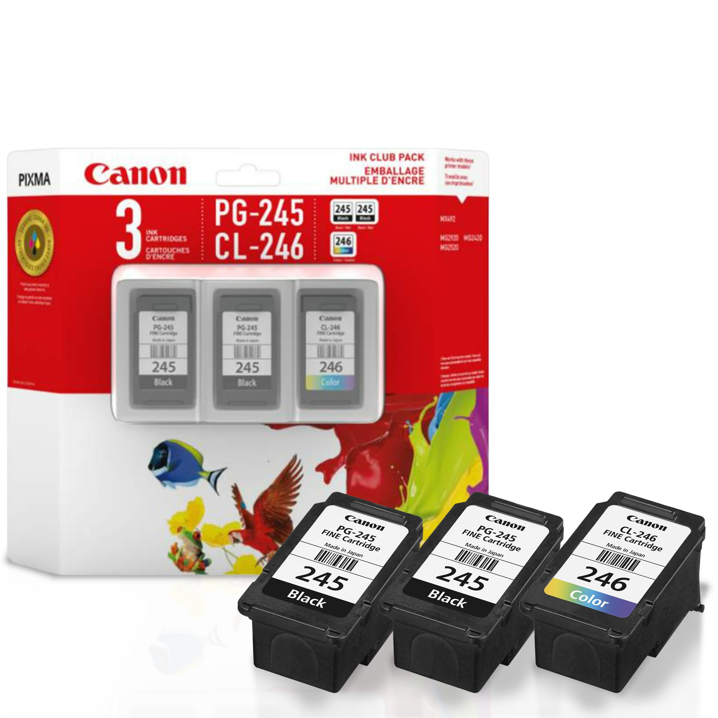 Canon Genuine Canon PG-245 Twin/CL-246 Genuine Ink Club Pack Ink ...