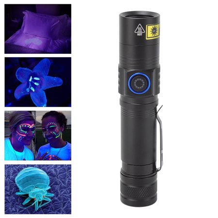 LED UV Flashlight, Energy Saving Rechargeable Portable Ultraviolet ...