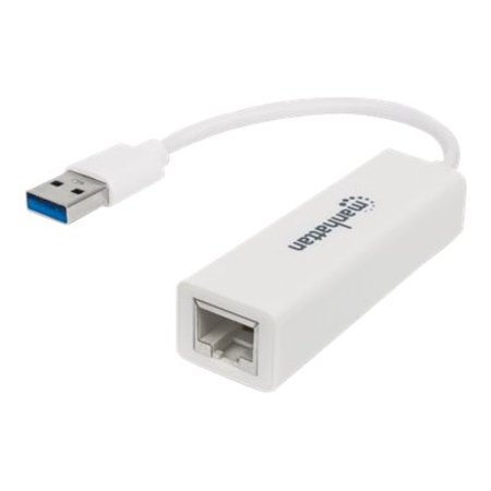 Manhattan USB-A Gigabit Network Adapter, White, 10/100/1000 Mbps ...