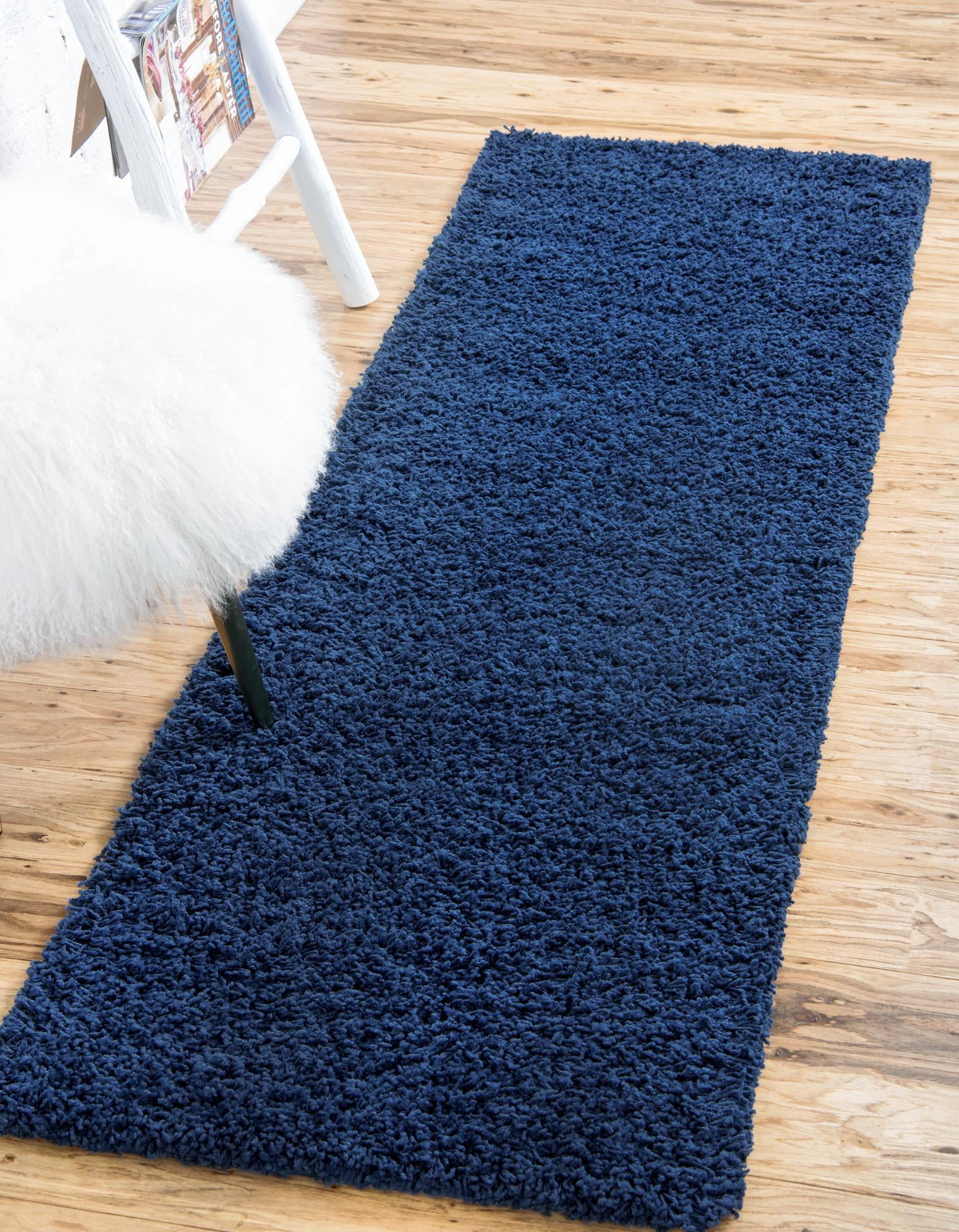 Rugs.com Solid Shag Collection Rug – 10 Ft Runner Sapphire Blue Shag ...