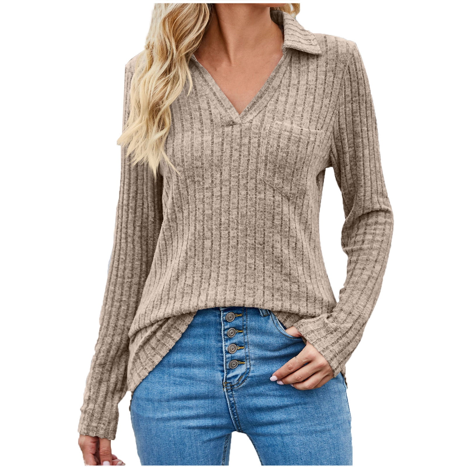 Click here for Aherbiu Tops For Women Trendy Long Sleeve Ribbed K... prices