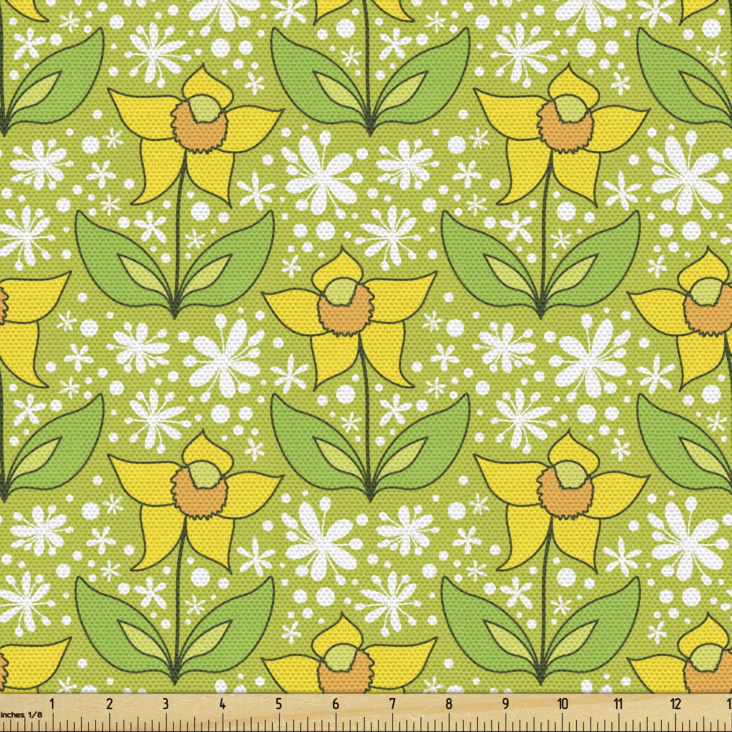 Floral Fabric by the Yard, Summer Botany Pattern with Simple Abstract ...