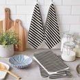 3 Pack Simple White Striped Kitchen Towels Black Stripe Vintage Linen ...