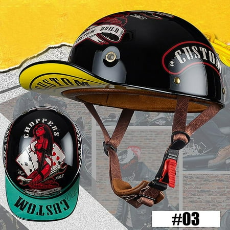 Half Helmet Vintage Baseball Cap Helmet Motorcycle Riding Retro Scooter ...