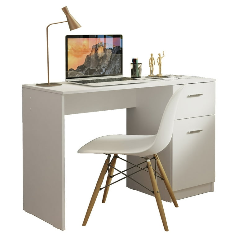 Madesa Compact Computer Desk Study Table for Small Spaces Home Office 43 inch Student Laptop PC Writing Desks with Storage and Drawer Modern