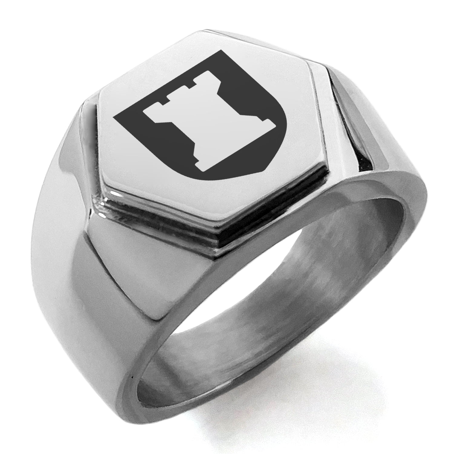 Stainless Steel Rook Strategy Coat of Arms Shield Engraved Hexagon ...