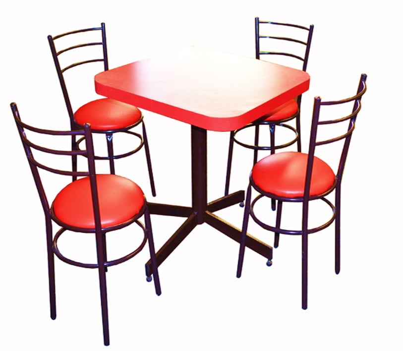 Juego Marisol Mesa 75C y 4 Sillas Choco/Rojo Diseños OIKO Para ...