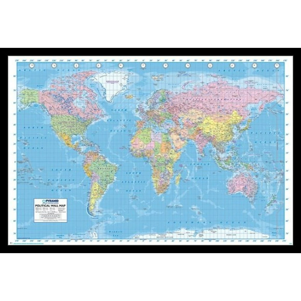 World Map Laminated & Framed Poster (36 x 24) - Walmart.com - Walmart.com