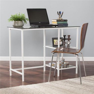 Captivating Metal Writing Desk With Glass Top, Clear And Gold - Walmart.com
