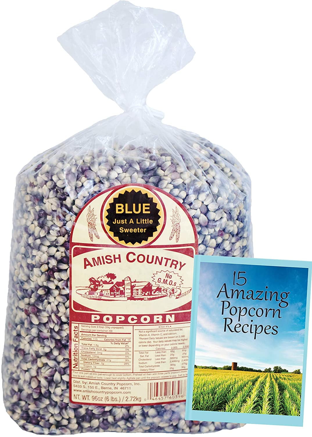 Amish Country Popcorn | 6 lb Bag | Blue Popcorn Kernels | Old Fashioned ...