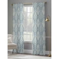 Beige Blue Flower Sheer Curtains 2 Panels Set Ethnic Middle East Sheer ...